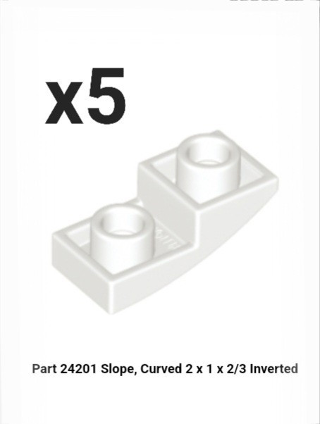 NEW LEGO 24201 x5 WHITE Slope, Curved 2 x 1 x 2/3 Inverted 6172927 | eBay