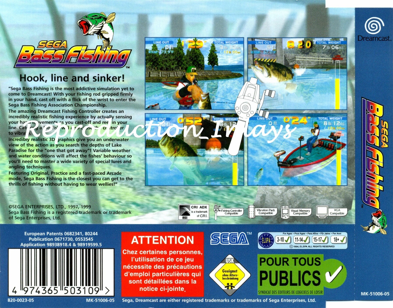 Sega Bass Fishing Dreamcast Rear Inlay Only Artwork | eBay UK