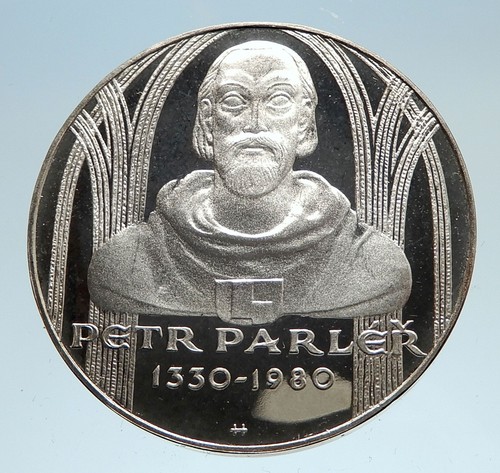 1980 CZECHOSLOVAKIA 650 Yrs of Peter Parler Antique Silver 100 Korun ...