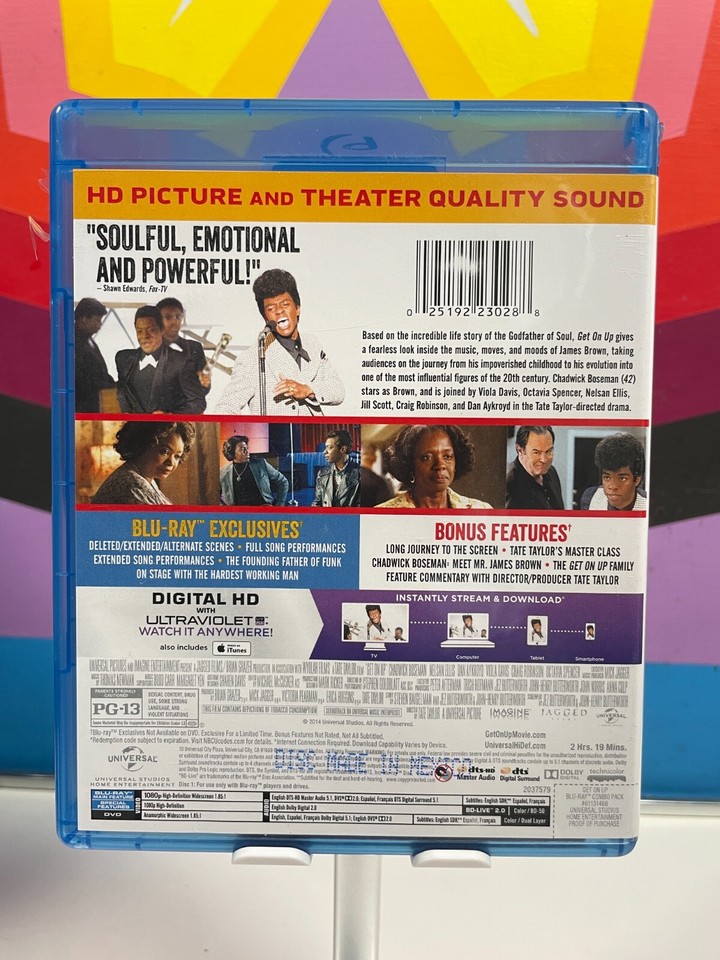 Get On Up [Blu-ray + DVD + digital] Chadwick Boseman James Brown Biopic ...