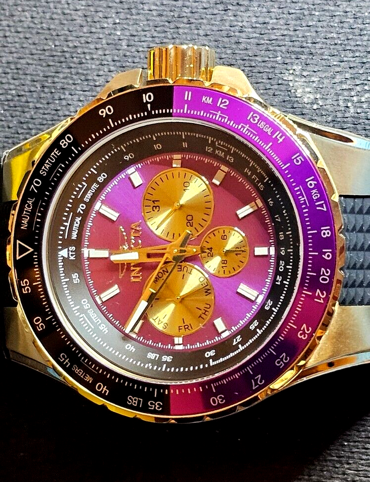 Invicta Purple / black Aviator VH63 Japan mvmt NWT 50mm, none on ebay ...