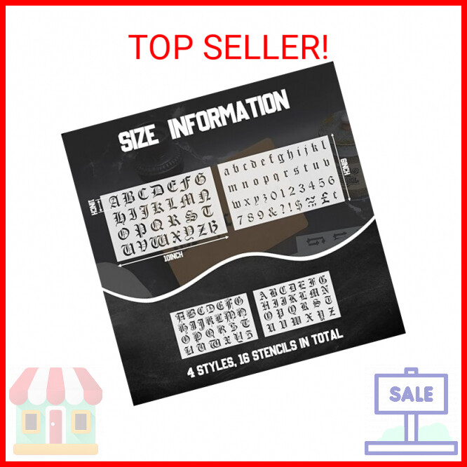 8 Pieces Lettering Stencils Calligraphy Letter Stencils Gothic Font ...