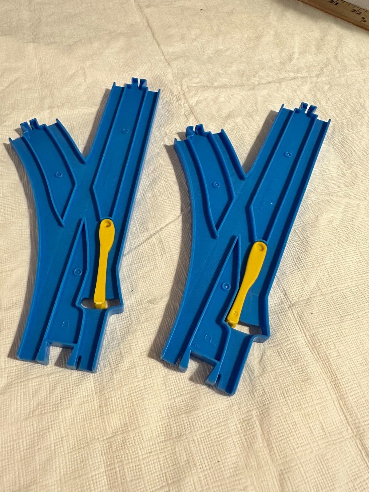 TOMY Plarail Trackmaster Straight Rail SPLIT Switch Blue Track LOT of 5 ...