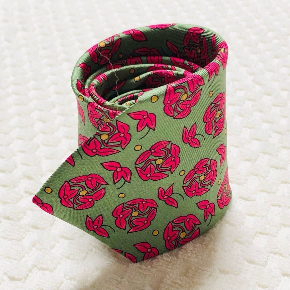 Excellent Condition HERMES Tie Floral Pattern Flower All over Pattern ...
