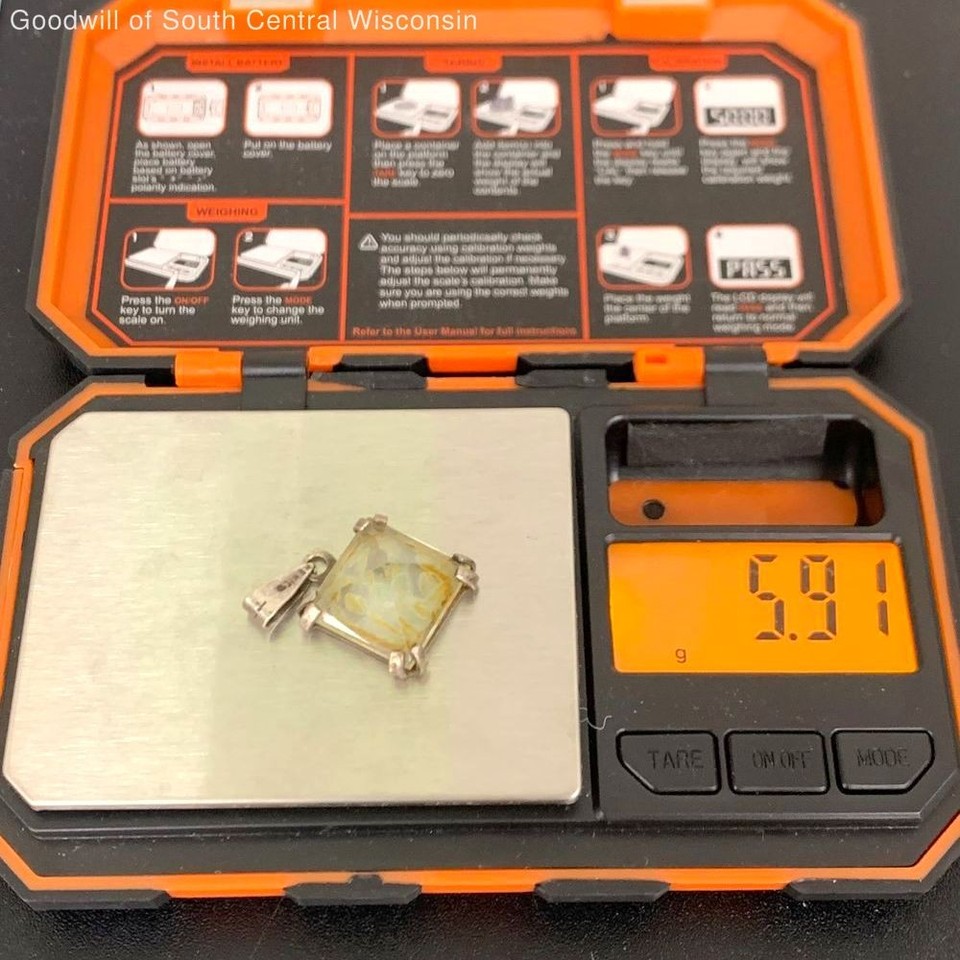 1.25" Taxco Sterling Silver Intaglio Figure Natural Quartz Pyramid ...