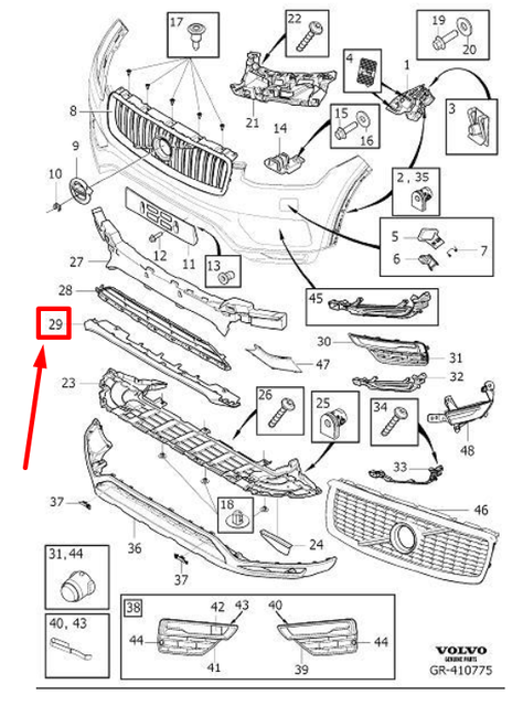 Volvo Xc90 R Design 2015 on Front Bumper Lower Trim 31383825 for sale ...