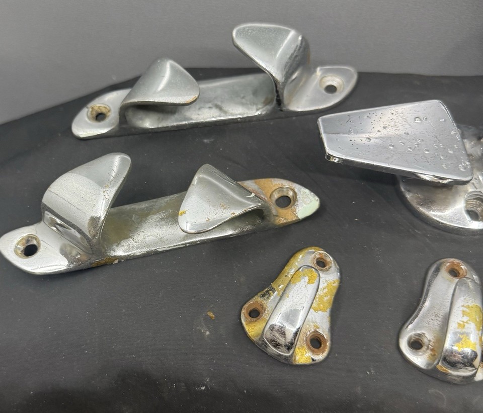 8 Vtg Boat Deck Hardware: Skene Bow Chocks, Lift Ring, Anchor Cleats ...