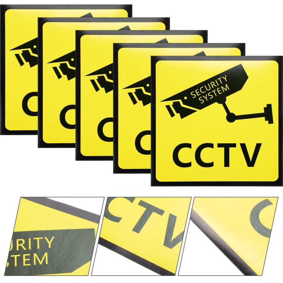 5 Pcs Monitoring Warning Stickers Surveillance Security Video Signs ...