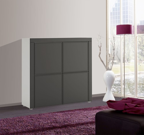 Kommode "Modena" Highboard 105cm weiß MDF graphit matt 4-türig 75848900 ...