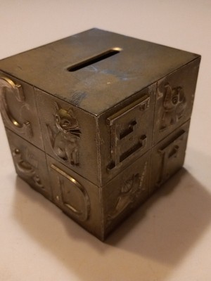 Vintage 3" ABC Cube Bank, Metal | eBay