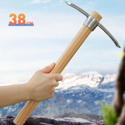 Ice Axe Wooden Handle Garden Pickaxe Pickax Mattock for Hiking | eBay ...