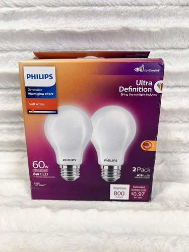 Philips Ultra Definition Warm Glow 60W /8W Soft White A19 Medium LED ...