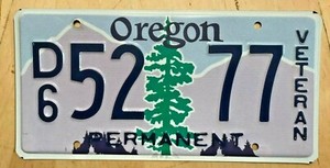 OREGON DISABLED MILITARY VETERAN VET AUTO LICENSE PLATE " D 6 52 77 ...