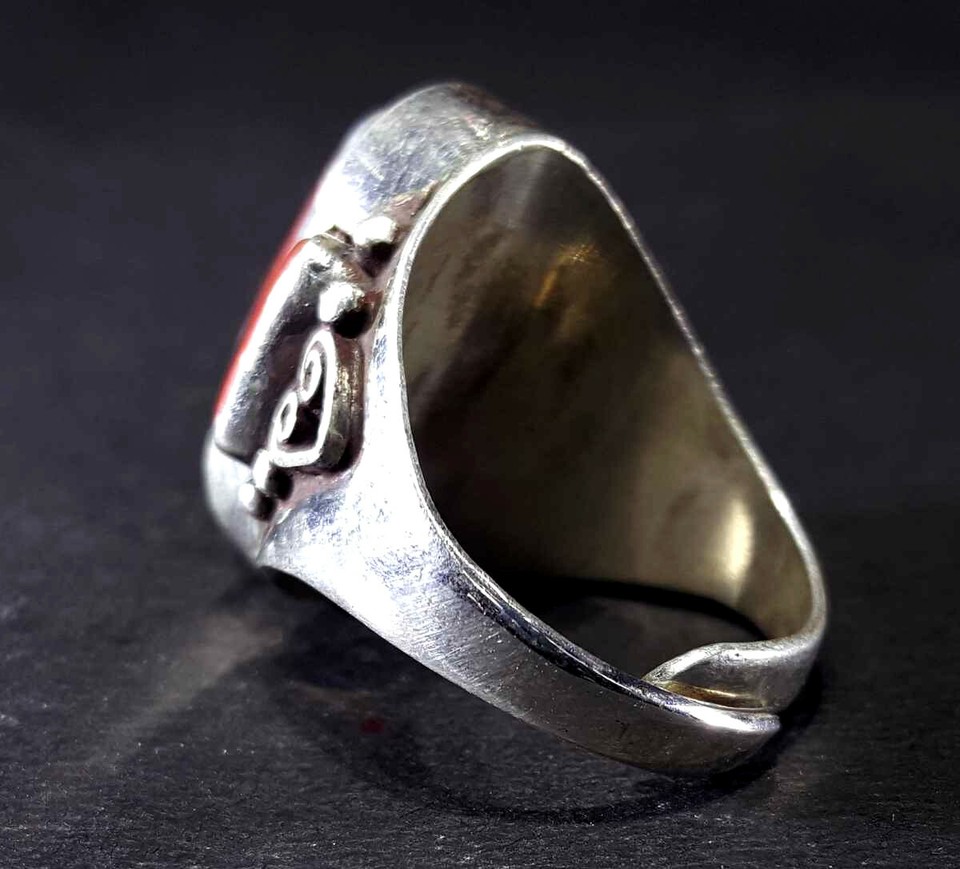 925 Sterling Silver Handmade Adjustable 3 Coral Stone Nepal Tibetan ...