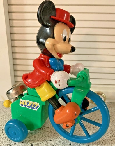 Vintage Mickey Mouse on Bike Wind Up Toy with Working Bell -Rare 7 ...