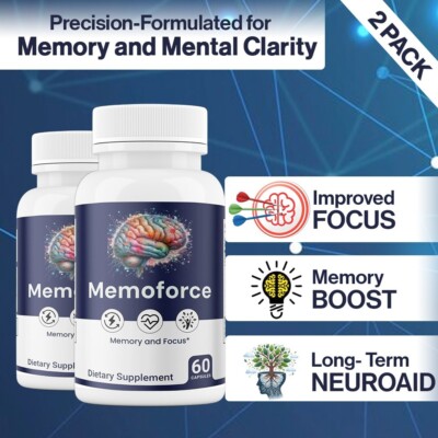 (2 Pack) MemoForce Memory Capsules, Supplement for Brain Support (120 ...
