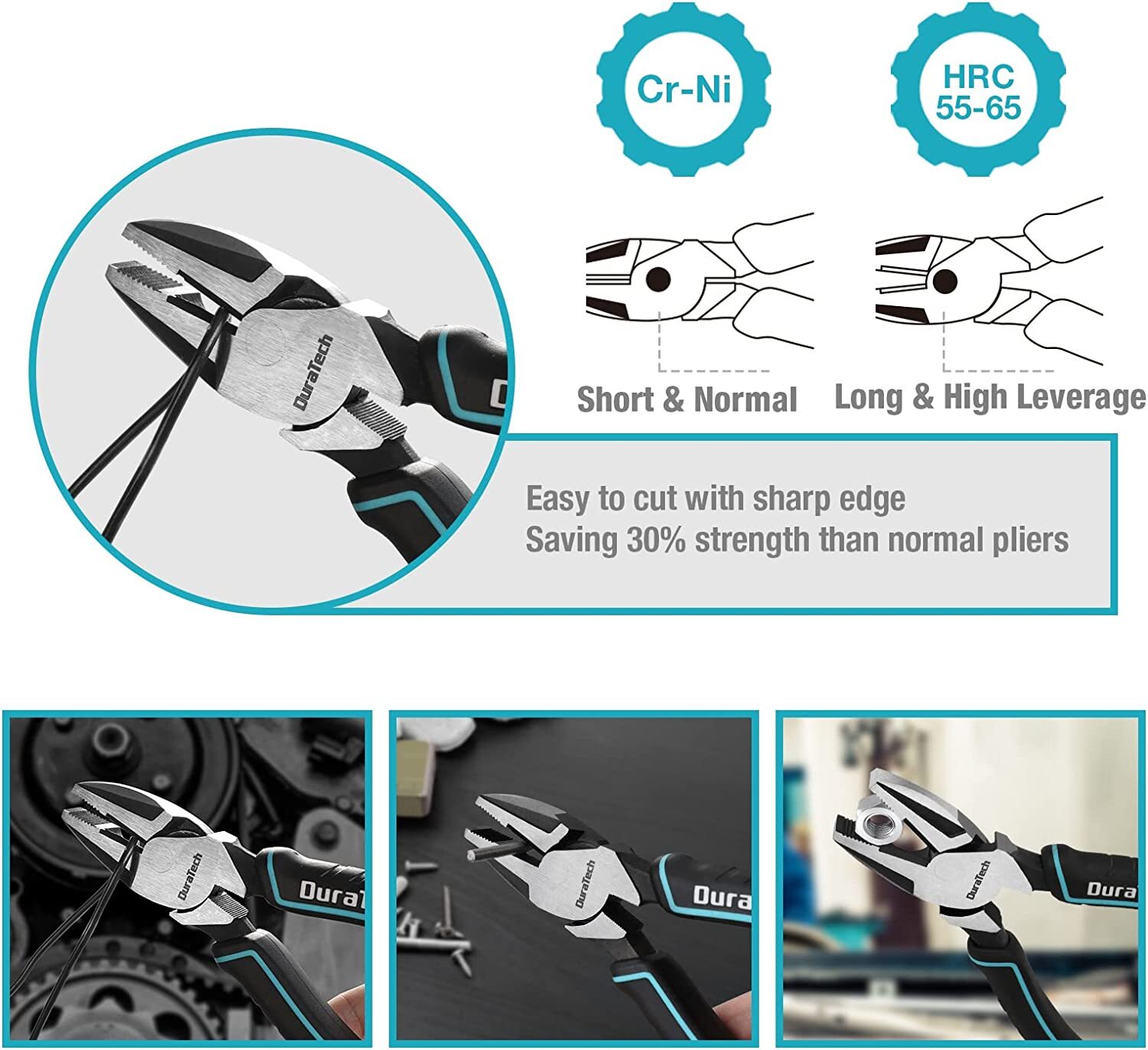 DURATECH 8-Piece Pliers Set Premium Cr-V/Cr-Ni Construction with ...