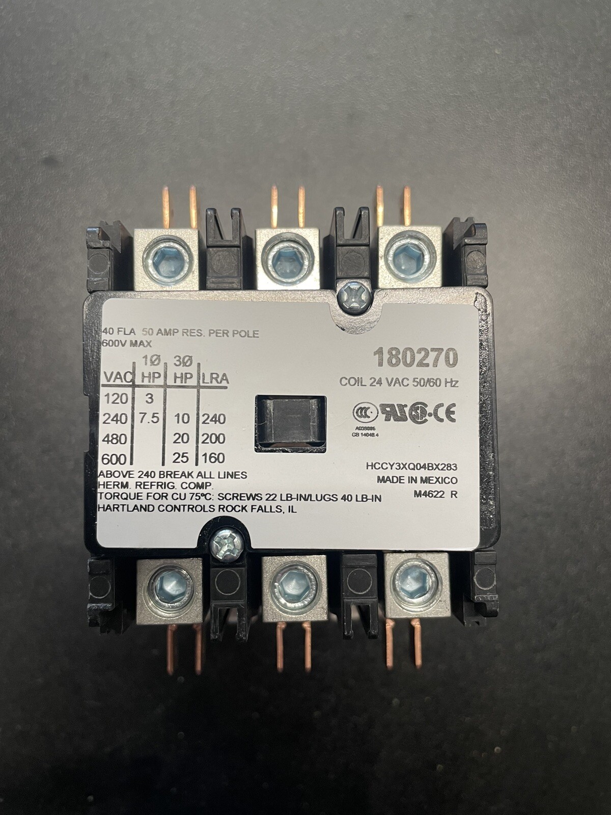 Miller 180270 Contactor Def PRP 40a 3p 24vac Coil W/boxlug for sale ...