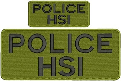 police hsi embroidery patch 4x10 and 2x5 hook on back OD green bg | eBay
