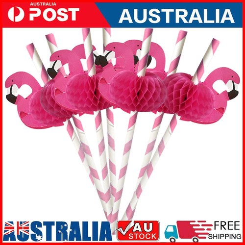 50x Pink Bird Paper Straws Summer Beach Pool Party Drinking Straws ...