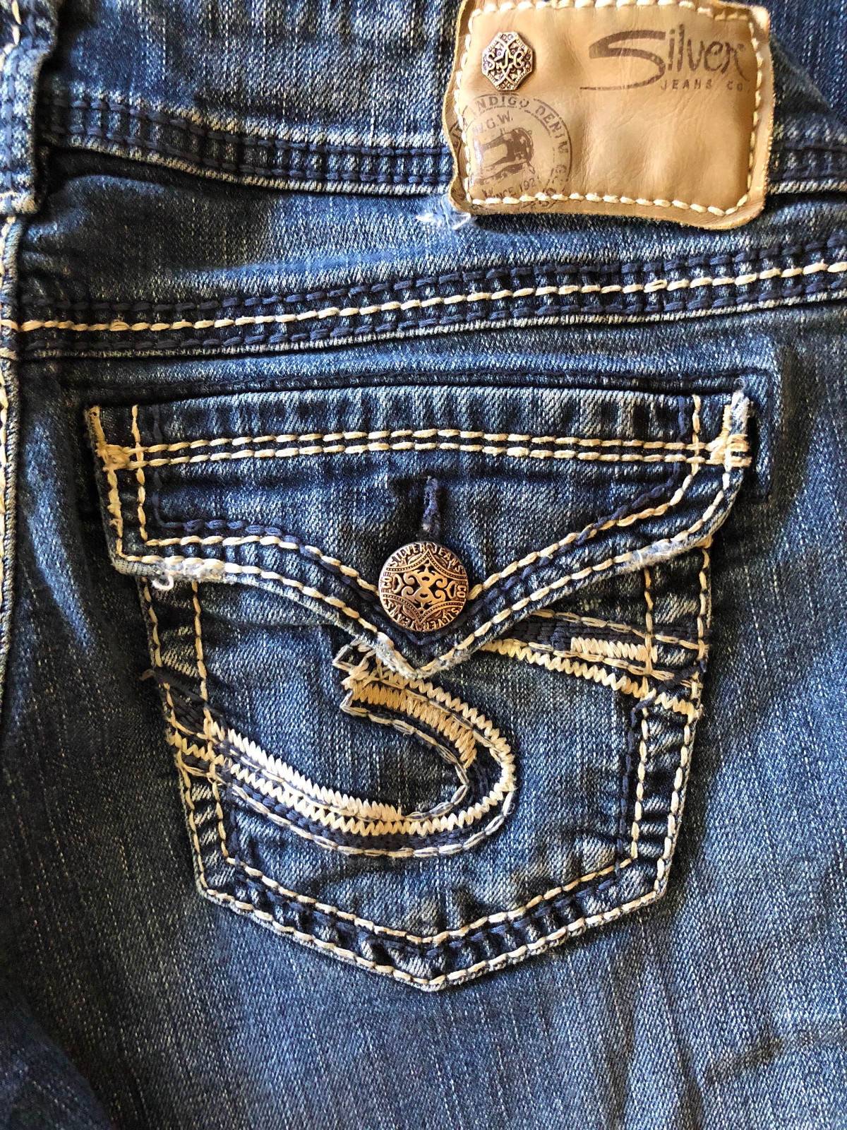 Silver Suki Surplus Thick Stitch Button Flap Pockets … - Gem