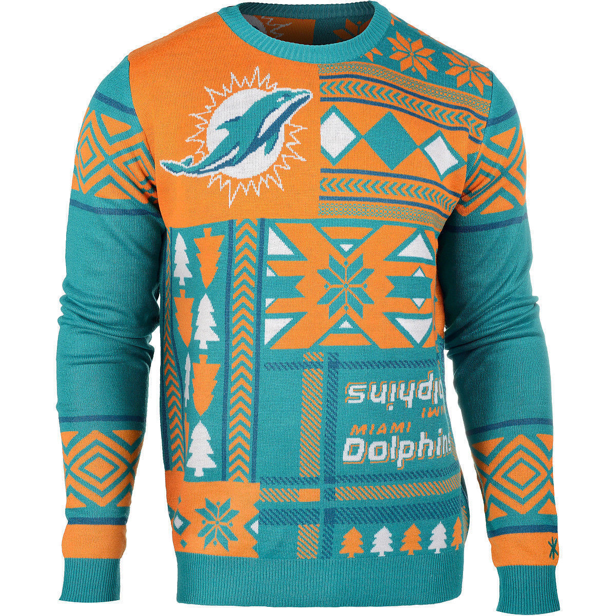 NFL UGLY SWEATER Crew Neck Patches Team Logo Sweatshirts Officially ...