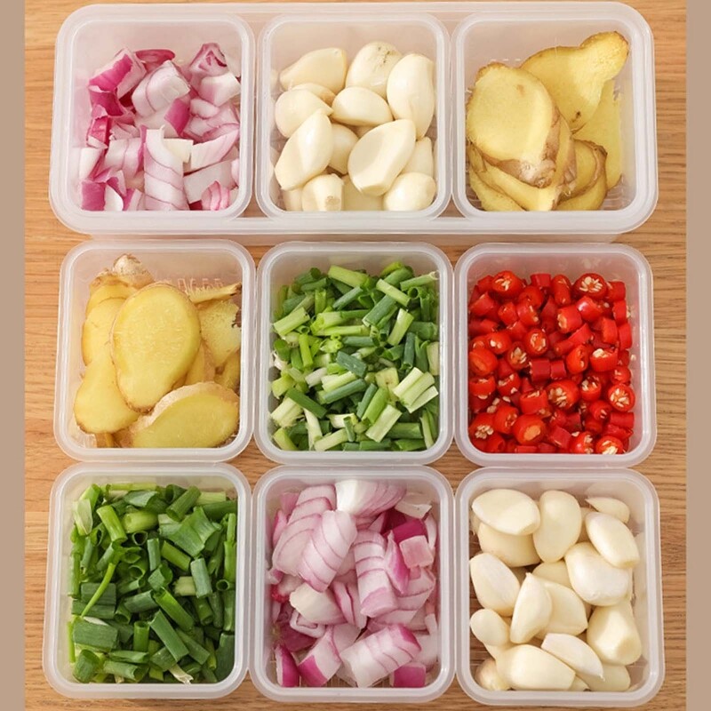 Kitchen Three-grid Draining Green Onion Box Ginger Garlic Containers | eBay