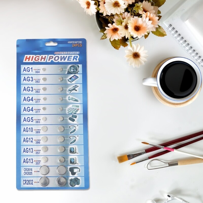 AG1/AG3/AG4/AG5/AG10/AG12/AG13 Button Cell Battery Set of 24pcs Watch ...