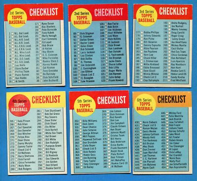1963 Topps Baseball Checklists = Mid Grade = 6 Diff Cards | eBay