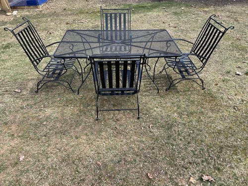 Beautiful Vintage Metal Patio Set Large Table And 4 Heavy Rockers | eBay