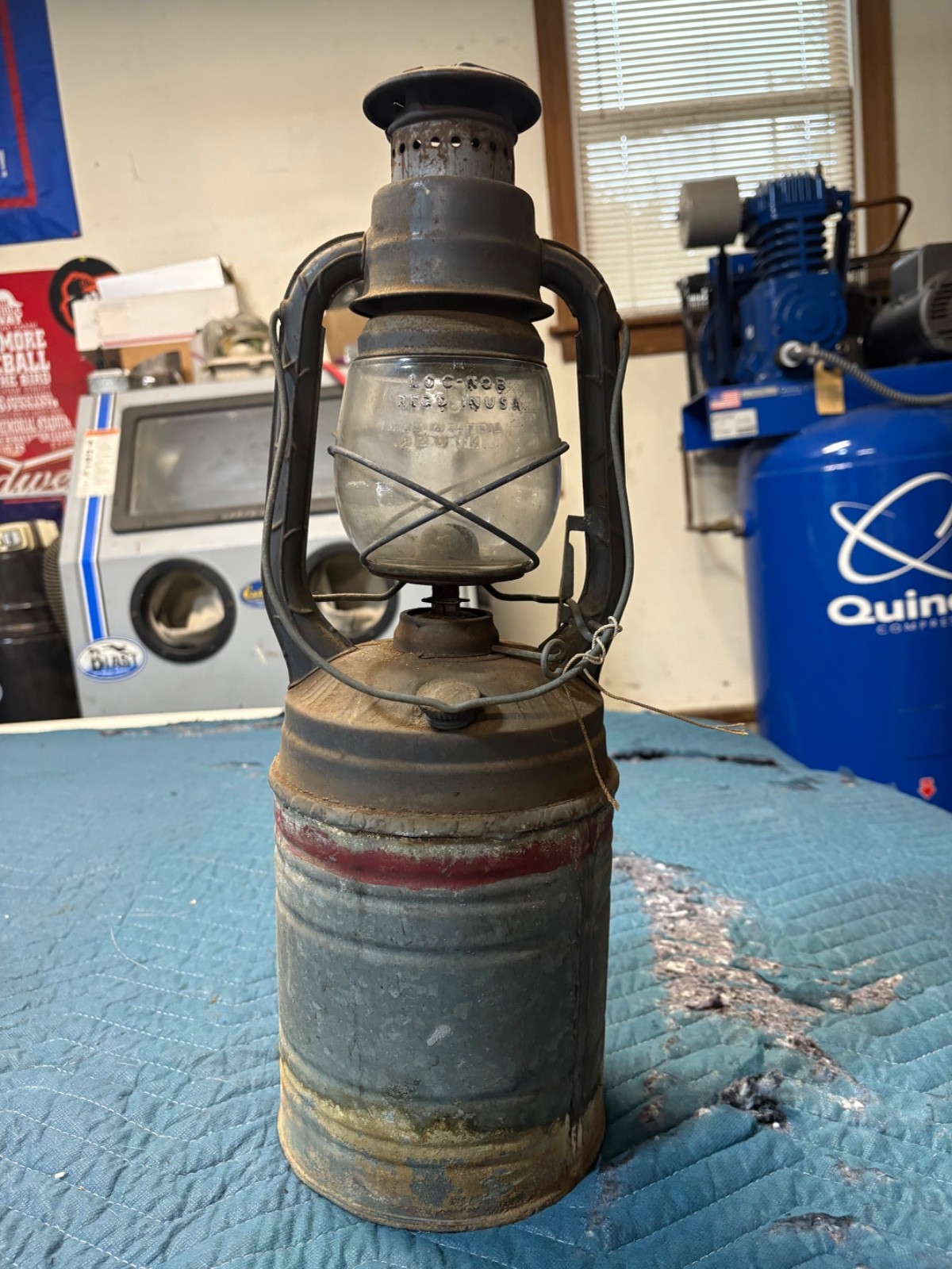 Vintage Little Wizard Lantern Kerosene Lamp Red Globe Loc Nob | eBay
