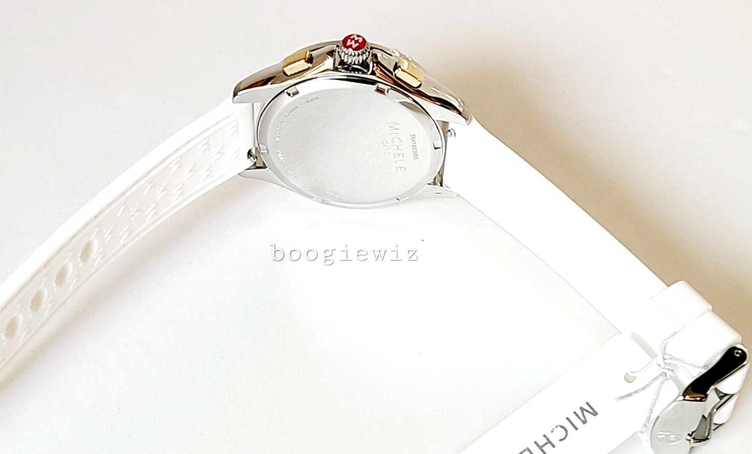 Michele Cape White Two Tone Gold & Silver Silicone Chrono Watch ...