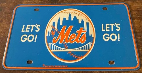 Vintage New York Mets Booster License Plate Let's Go Metropolitan ...