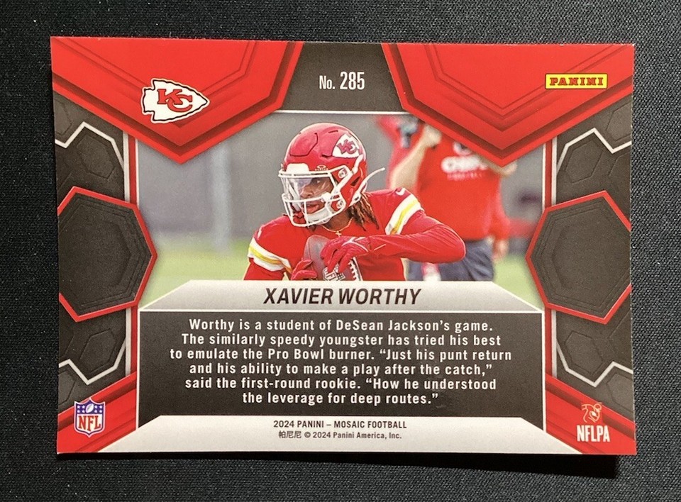 2024 Panini Mosaic NFL Debut Xavier Worthy RC Rookie #285 Kansas City ...