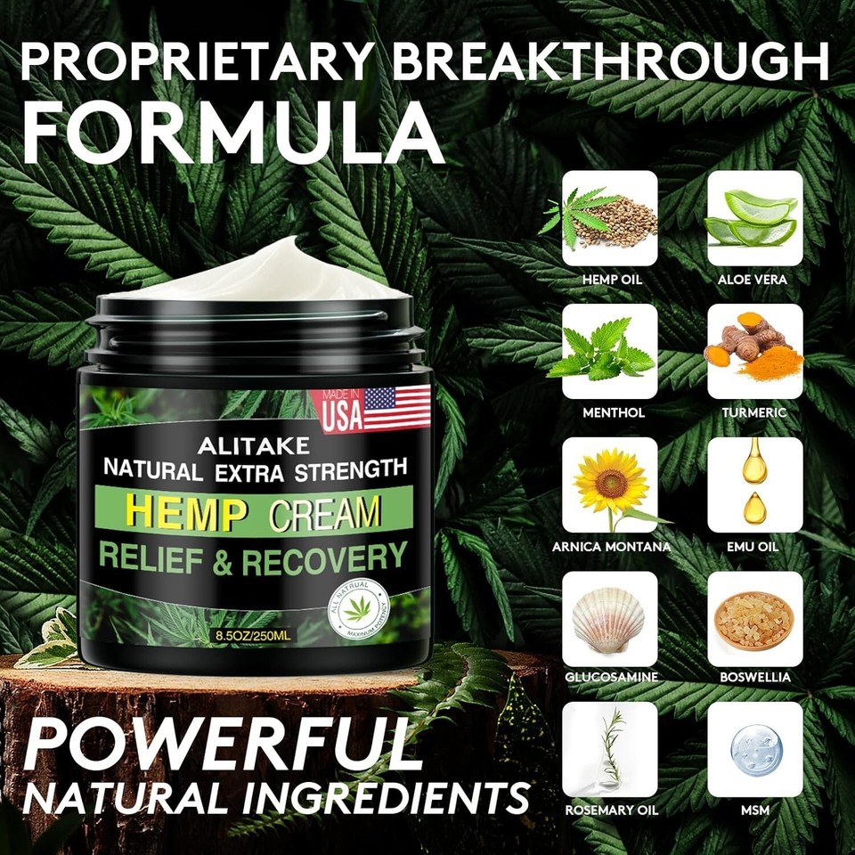 Natural Hemp Cream - Instant Hemp Cream with Hemp, Arnica, MSM ...