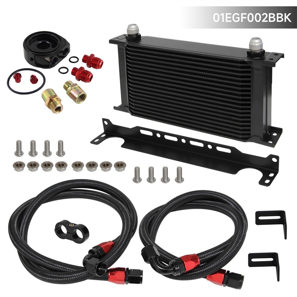 Universal 19 Row Engine Oil Cooler Kit + Sandwich Plate + AN10 Oil ...