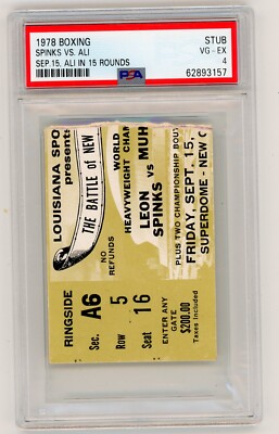 1978 BOXING TICKET STUB PSA 4 LEON SPINKS VS MUHAMMAD ALI FIGHT RARE ...