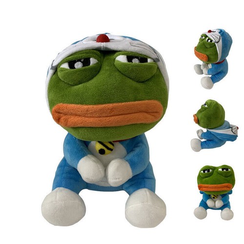 1Pc Creative Sad Frog Pepe Plush Toy Doll Sad Frog Doll Blue Fat Man ...