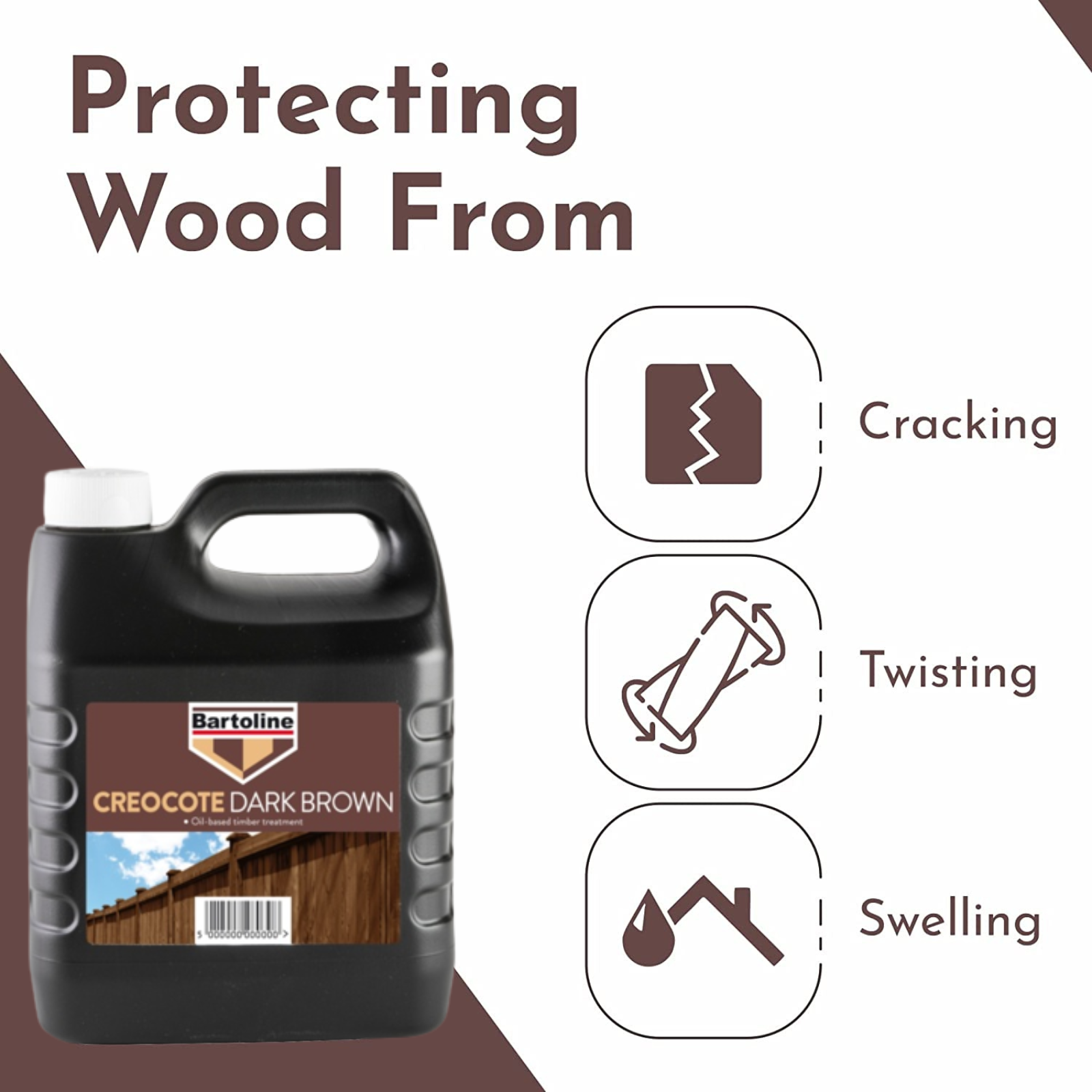 Bartoline Creocote Oil Based Timber Treatment Dark Brown Creosote 4 ...