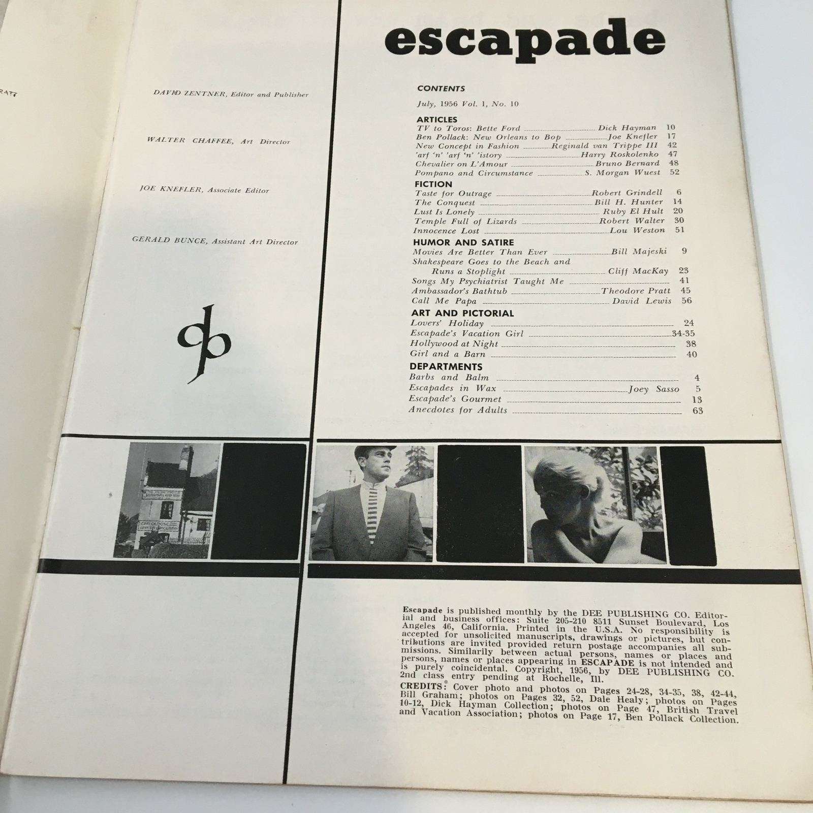 VTG Escapade Magazine July 1956 TV To Toros Bette Ford No Label | eBay