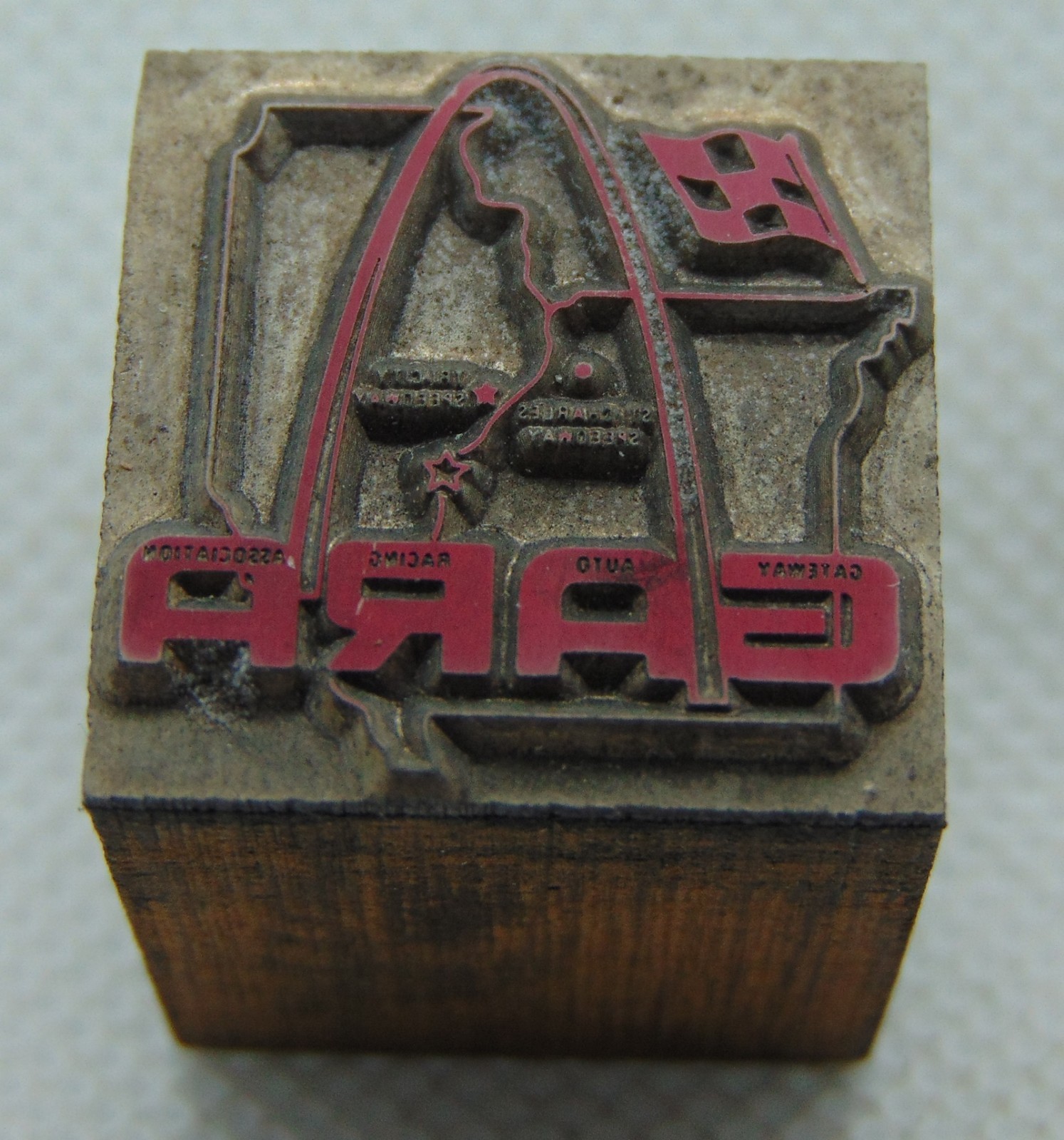 Vintage Printing Letterpress Printers Block GARA Gateway Auto Racing ...