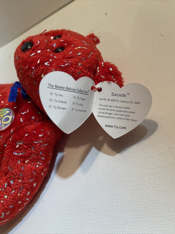 TY Beanie Baby - DECADE the Bear (Red Version) (8.5 inch) | eBay