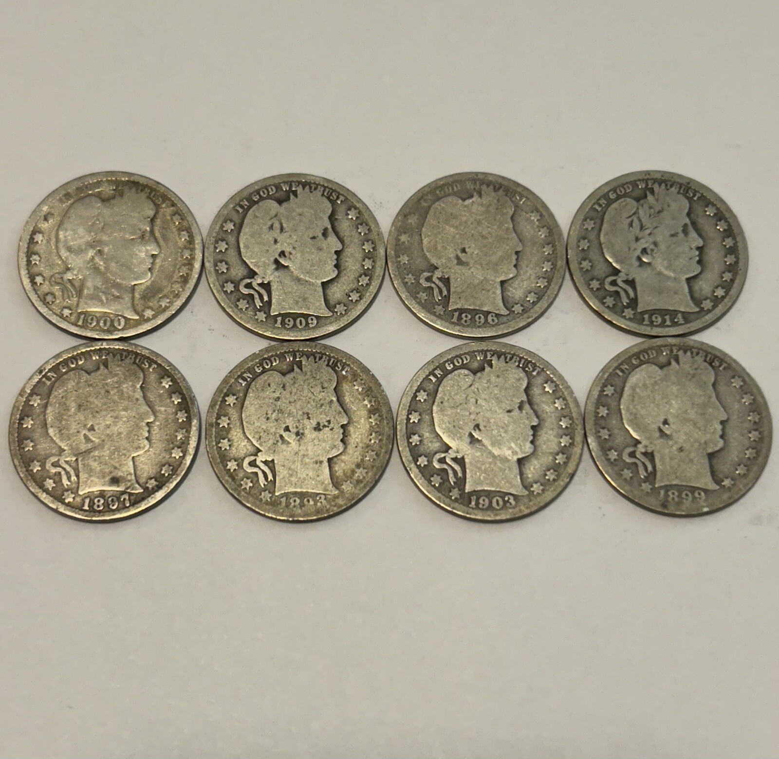 Lot of 8 Barber Quarters US 90% Silver Coins | eBay