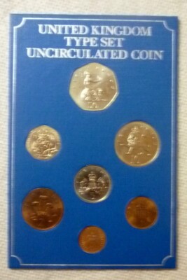 1982 GREAT BRITAIN / UNITED KINGDOM - COMPLETE BU UNC TYPE COIN SET (7 ...