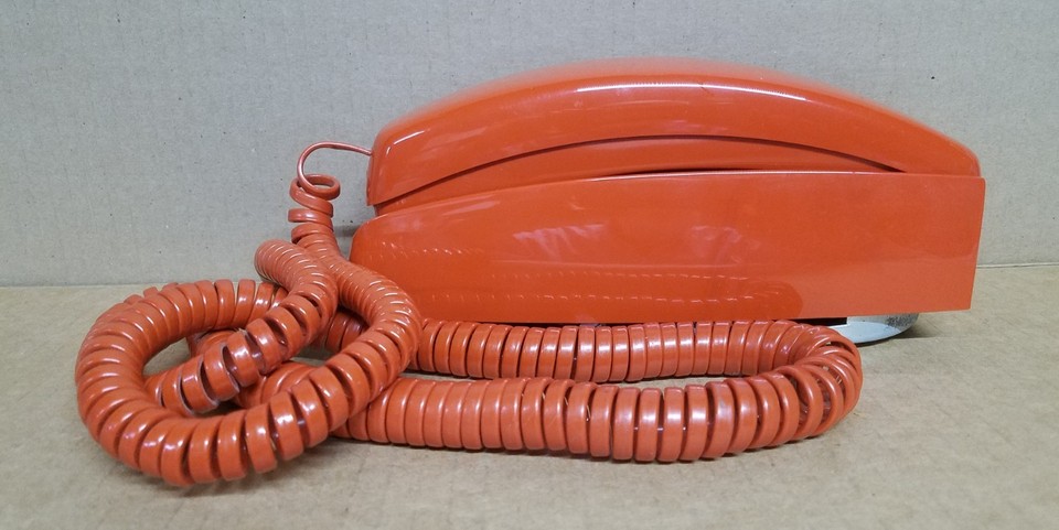 #902 VINTAGE WESTERN ELECTRIC ORANGE TRIMLINE PUSH BUTTON WALL PHONE | eBay