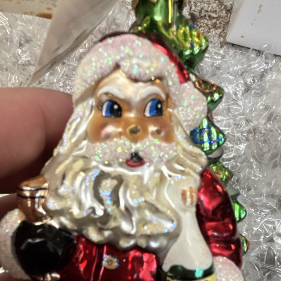 christopher radko millennium cheer glass santa ornament 1999. with box ...