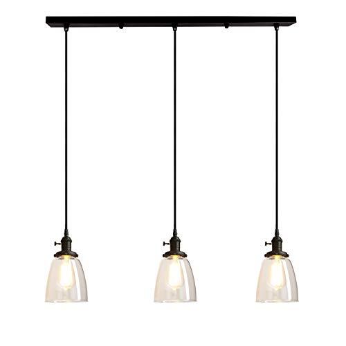 Industrial 3-Light Pendant Lighting Kitchen Island Hanging Lamps with ...