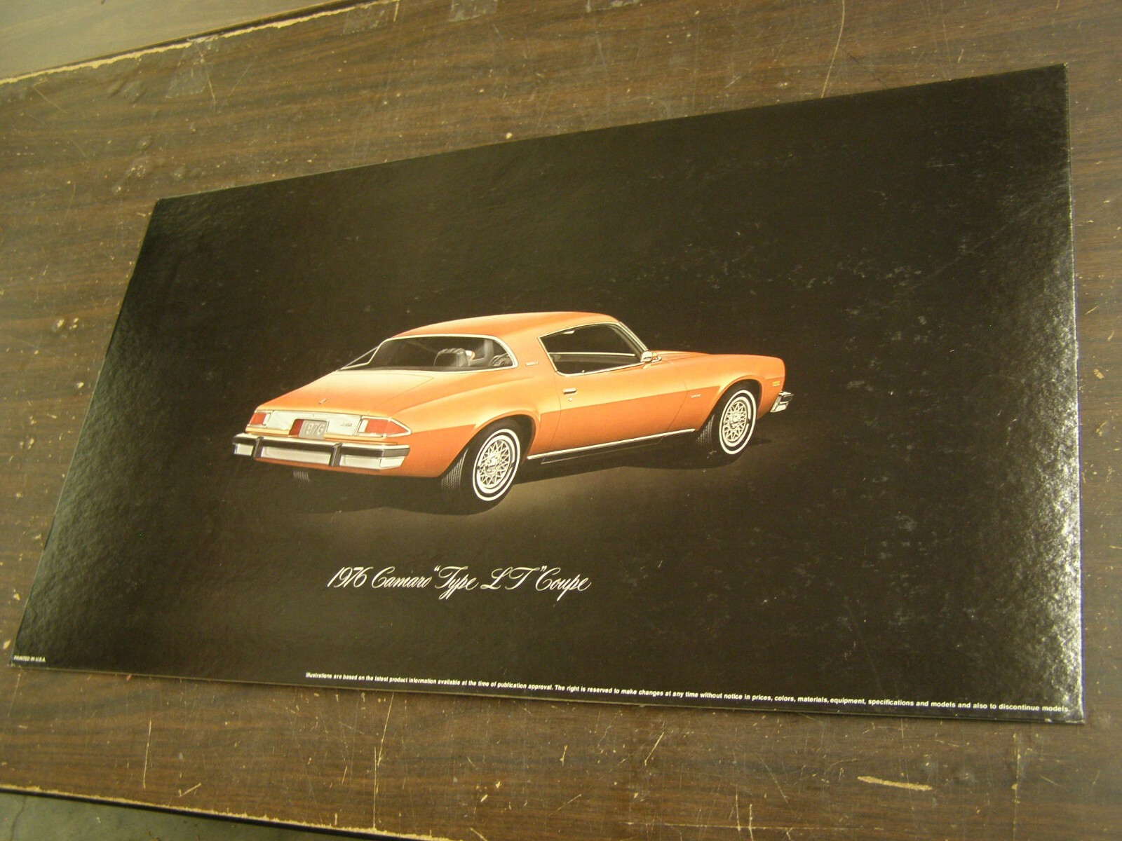 OEM Chevrolet 1976 Camaro LT Coupe Dealership Display Picture Cardboard ...