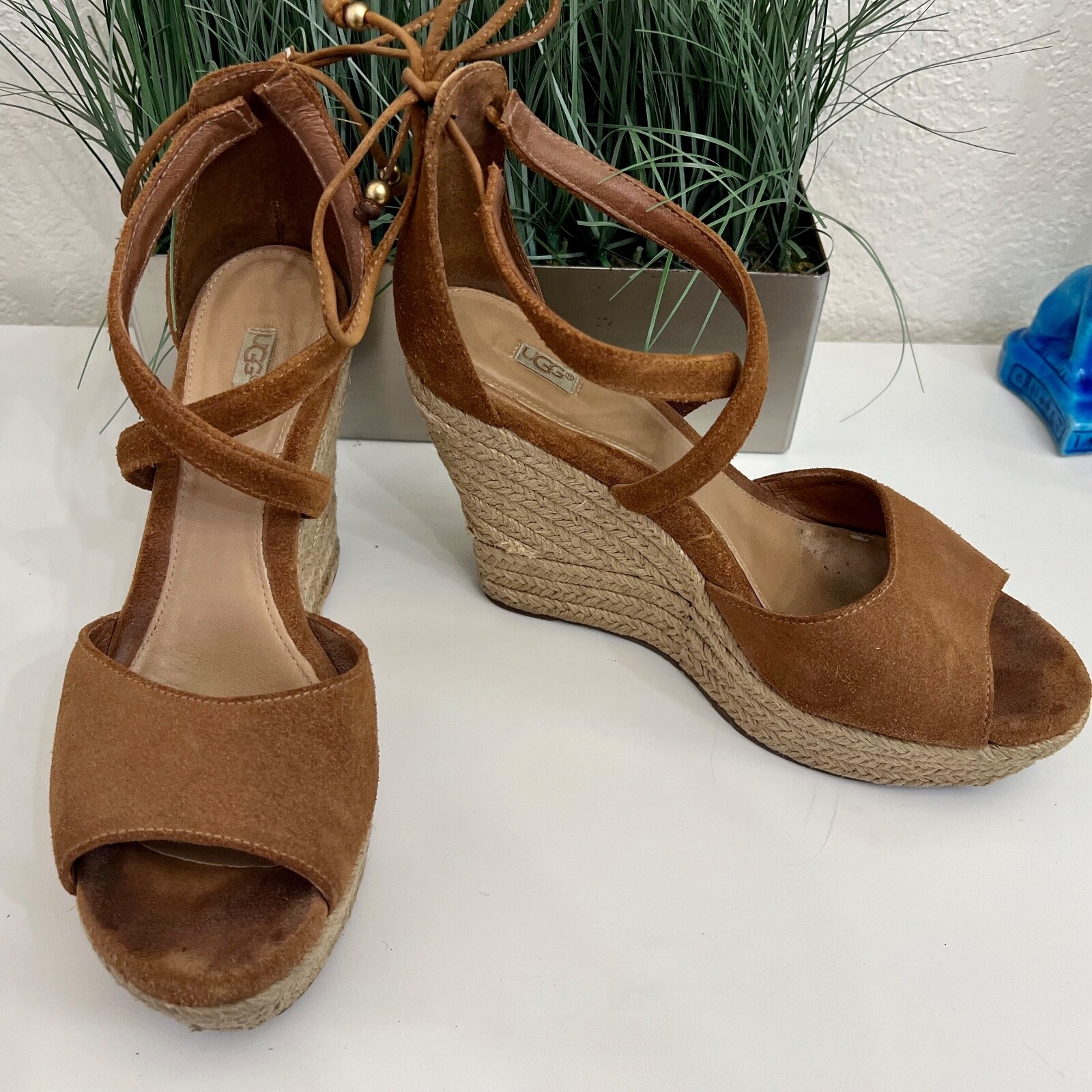 UGG Reagan Suede Leather Wedge Espadrille Sandals Sho… - Gem