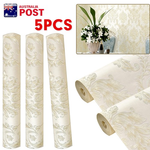 1/2/3/5X 3M Self-adhesive Embossed Textured Floral Wallpaper Wall ...
